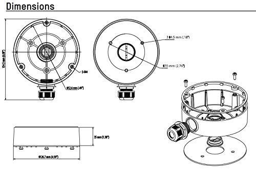 White Junction Box/Mounting Base for Hikvision Turret Camera DS-2CD23x2 CB130T DS-1280ZJ-DM8 (6 Pack)