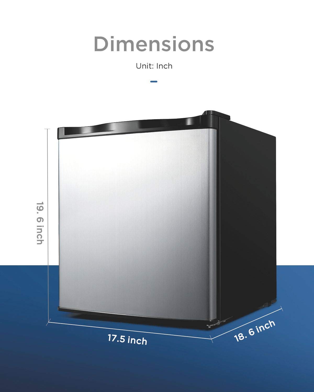 Upright Freezer - Compact Reversible Single Door Table Top Mini Freezer - Free Standing Freezing Machine with Removable Shelf(Silver, 1.1 Cubic Feet)