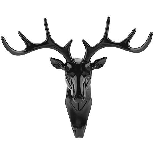 Hanger Rack Deer Hook, Deer Hook Holder, Wall Mount Plastic Antler Hook for Living Room Wall Decoration Home Room Decor Bathroom(Black)