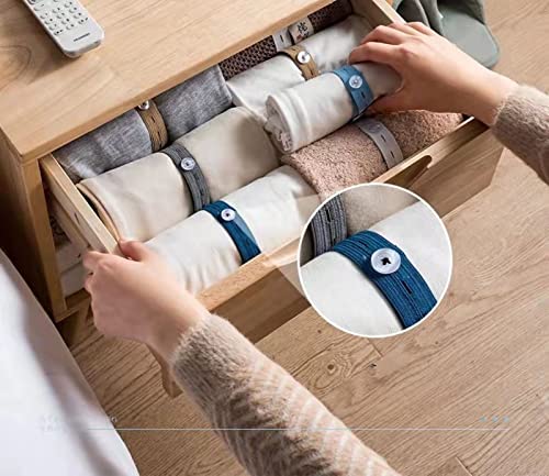 20Pcs Elastic Band with Buttonholes, Stretchable Connectable, Roll-up Clothes Storage Band, Adjustable Clothing Storage Strap with Button, Travel Luggage Space Saver, Drawer & Closet Organizer, Black
