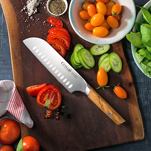 CUTLUXE Santoku Knife β 7" Chopping Knife β Olive Wood Handle β Full Tang β Olivery Series