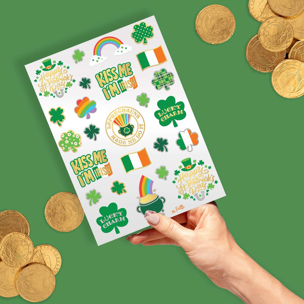 xo, Fetti St Patricks Day Decorations Tattoos - 50 styles | Shamrock Supplies, Kiss Me I'm Irish Party, Leprechauns