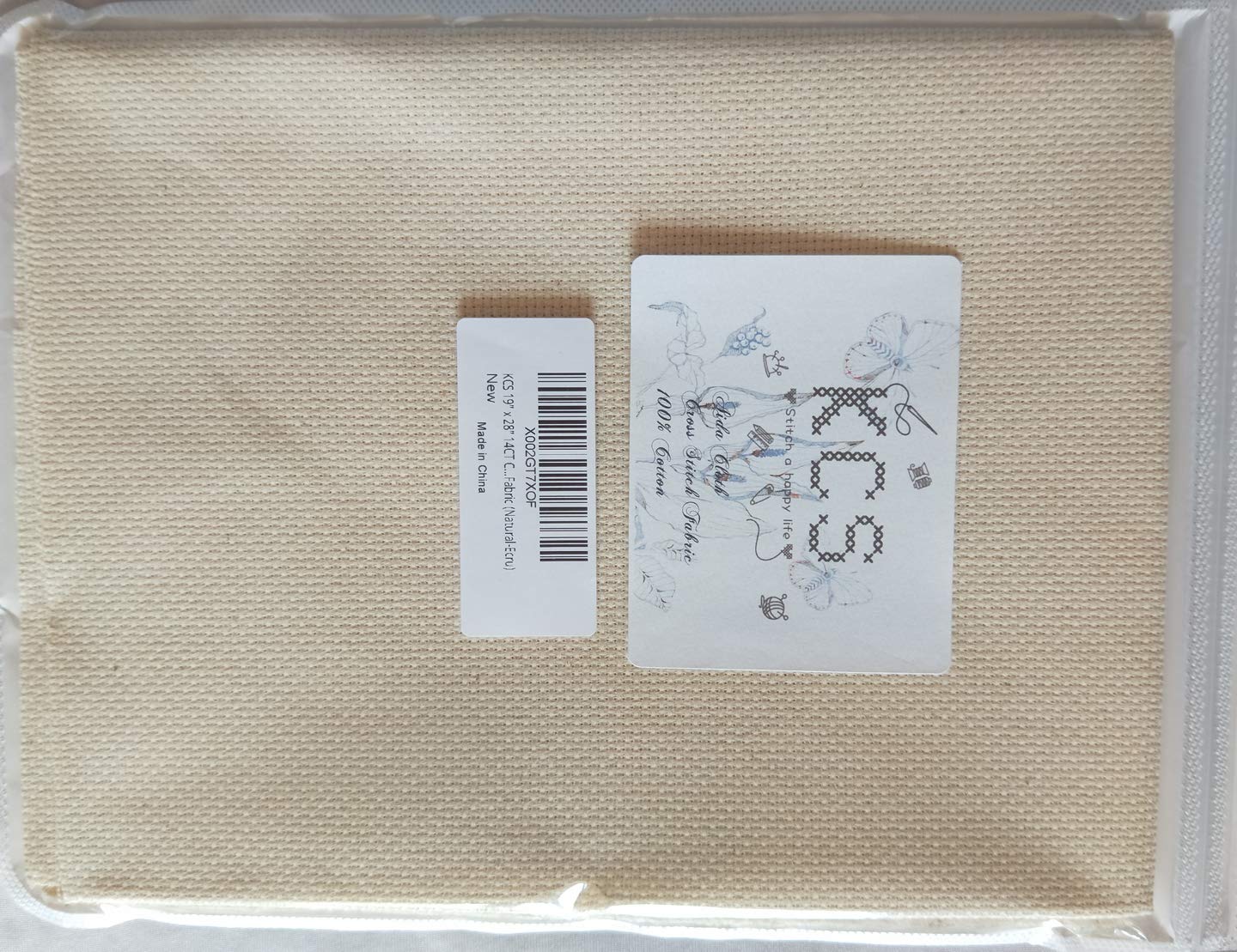 19" x 28" 14CT Counted Cotton Aida Cloth Cross Stitch Fabric (Natural-Ecru)