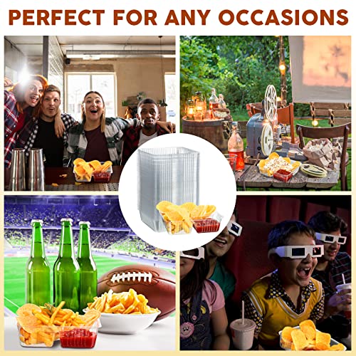 500 Pcs Nacho Trays Disposable 2 Compartment Food Tray Concession Stand Supplies Clear Plastic Cheese Dip and Chip Holder for Candy Kids School Carnival Party (6 x 5 x 1.5 Inch)