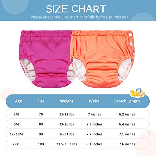 Durio Reusable Swim Diapers Washable Baby Swim Diaper Waterproof Unisex Infant Toddler Swimming Diapers 6-12 Months 02 White & White