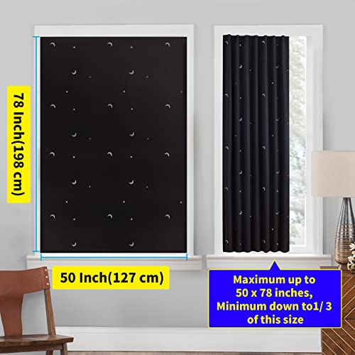 Goabroa (2 Pack Portable Baby Travel Windows Blackout Curtain, 78"x 50" Adjustable Temporary Blackout Shades with Suction Cups for Nursery or Dorm Room - Moon & Stars Pattern