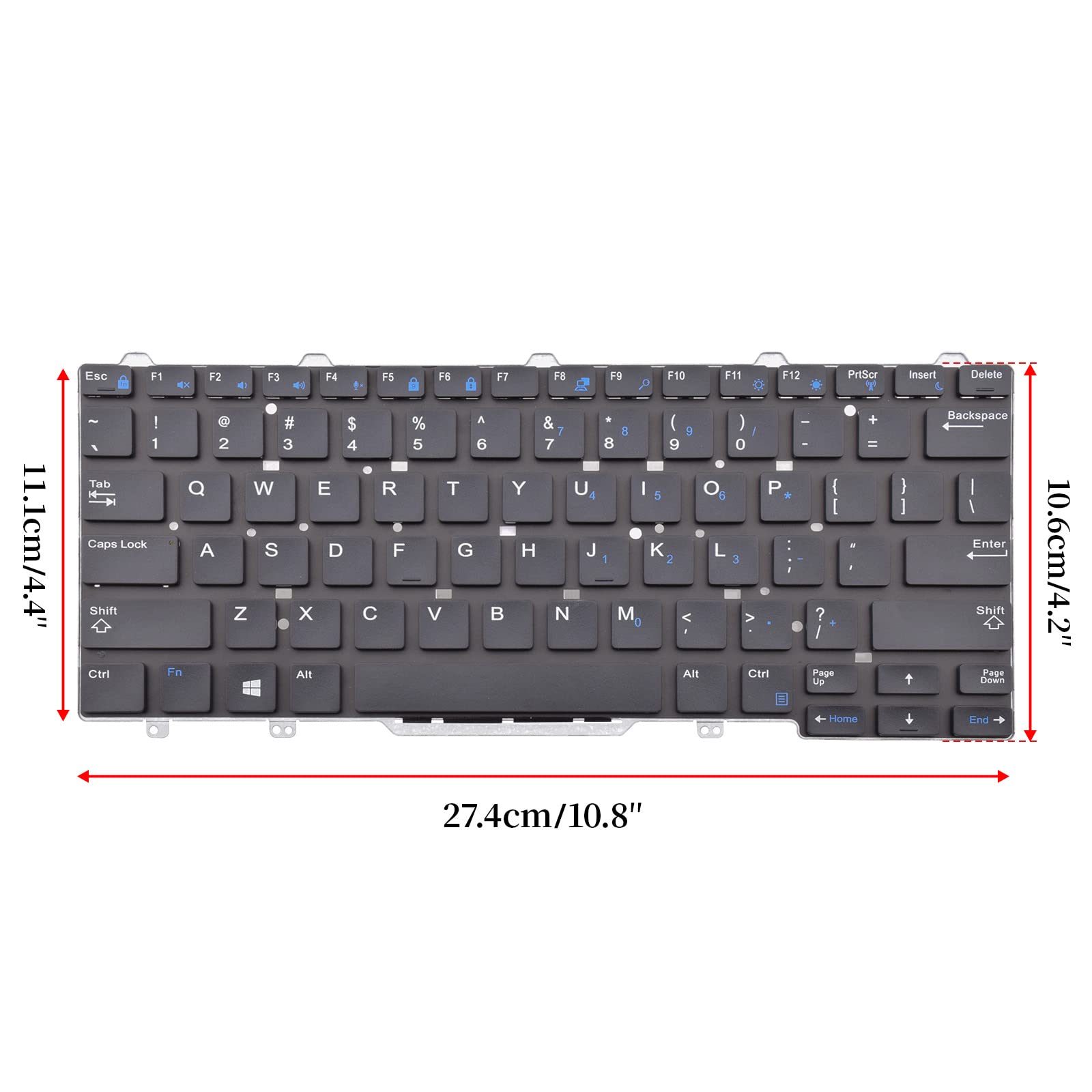 SUNMALL Replacement Keyboard Compatible with Dell Latitude 3340 3350 E3340 7350 E5450 E5470 E7450 E7470 13 7000 2-in-1 7350 Black US Layout Without Pointer No Backlight
