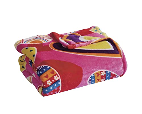 Décor&More Amor Eterno Be Mine Love Collection Heart Ultra Plush Throw Blanket (50" x 60") - Neon Hearts
