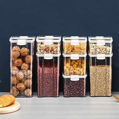 5 Size Single Airtight Food Storage Containers with Lids,Kitchen Clear Plastic Canisters Sealed Jar with Easy Lock Lids for Pantry Organization and Storage for Cereal,Rice,Pasta,Flour,Sugar