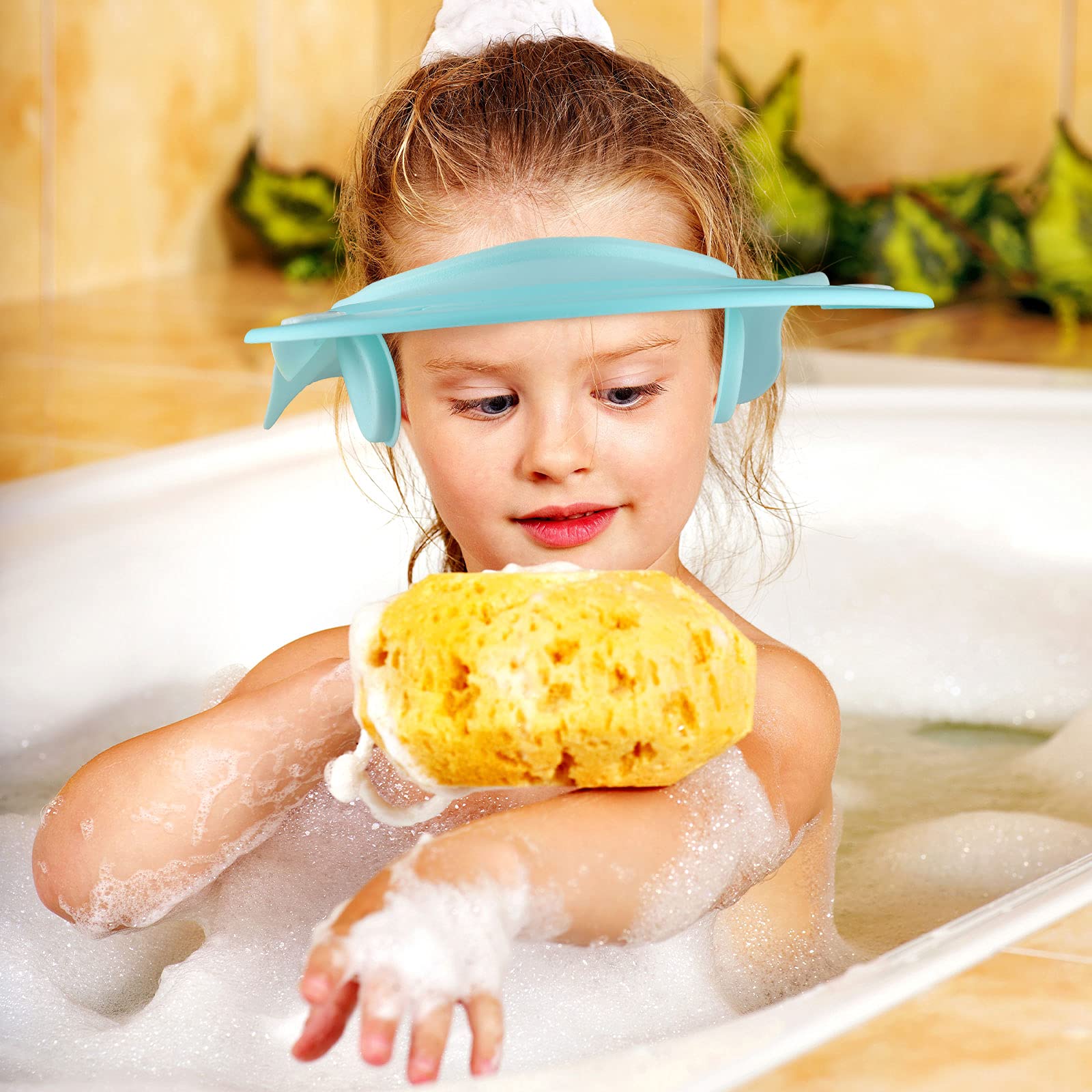 Baby Shower Cap Baby Hair Washing Bath Cap Safe Silicone Protection Bath Cap Soft Adjustable Visor Hat for Protector Head Eye Ear Shampoo Caps for Toddler Baby Kids Children