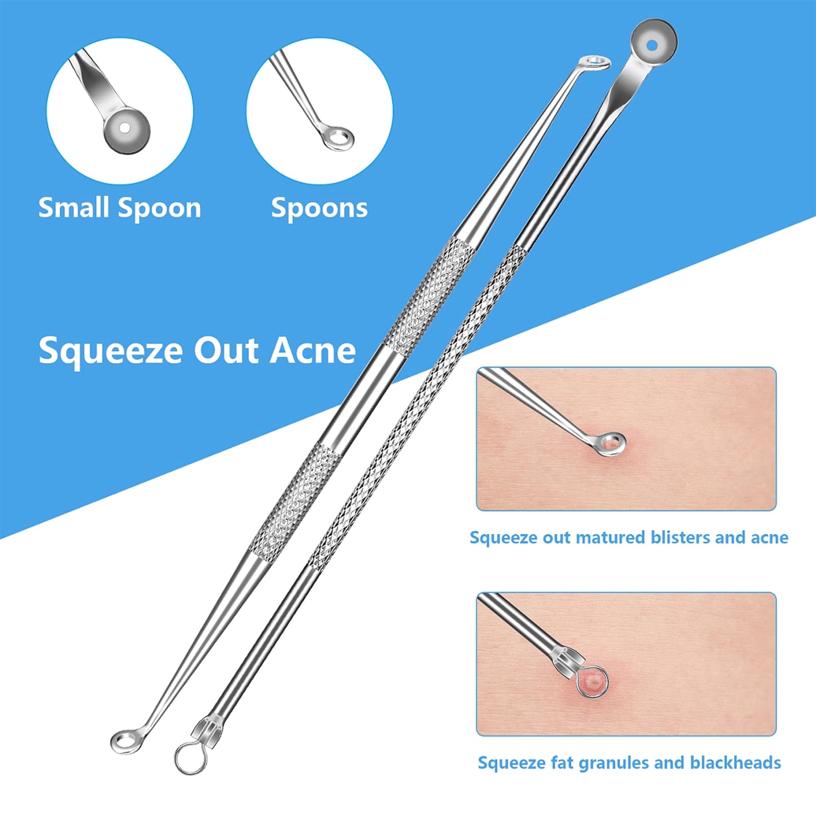 12pcs Blackhead Remover Tools Sets,Double-Head Blackhead Remover Tools,Comedone Pimple Extractor Tool Acne Kit for Blackhead,Professional Stainless Blackhead Extractor Removal Tool with a Leather Bag