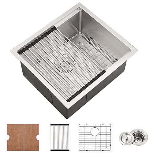 19 Inch Stainless Steel Undermount Bar Sink-VASOYO 19x18 Wet Bar Sink Undermount Kitchen Sink Workstation Outdoor Rv Sink 16 Gauge Stainless Steel Small Single Bowl Undermount Sink with Cutting Board