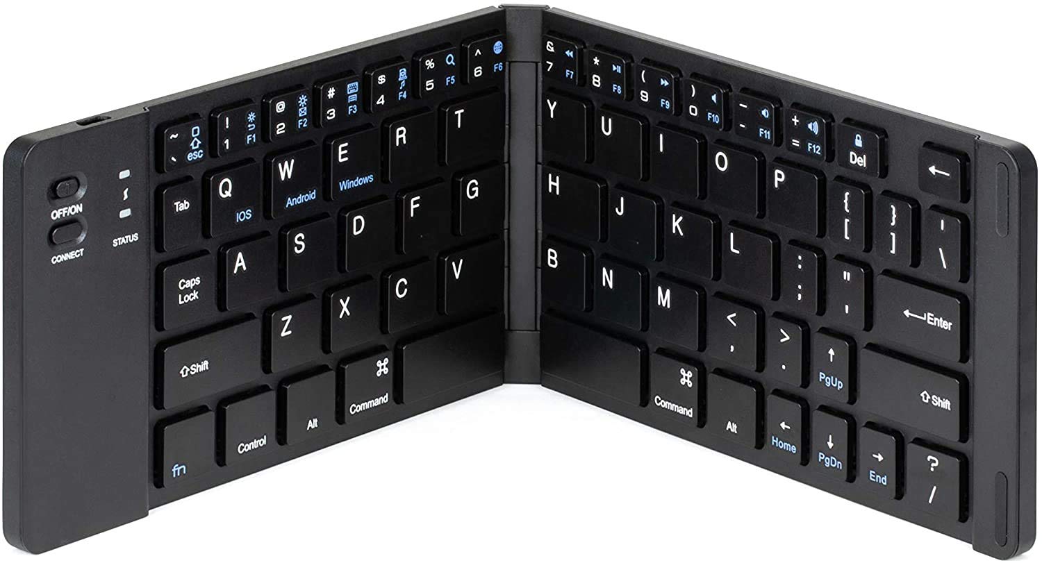 HP E14 FHD (1920 x 1080) Portable Travel Monitor Bundle with USB Type-C, Black Matte Bluetooth Folding Wireless Keyboard, and Black Pebble M355 Bluetooth Wireless Mouse