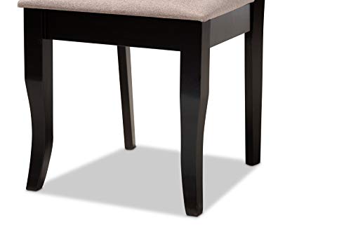 Baxton Studio Mael Dining Chair and Dining Chair Sand Fabric Upholstered and Espresso Brown Finished Wood 2-Piece Dining Chair Set