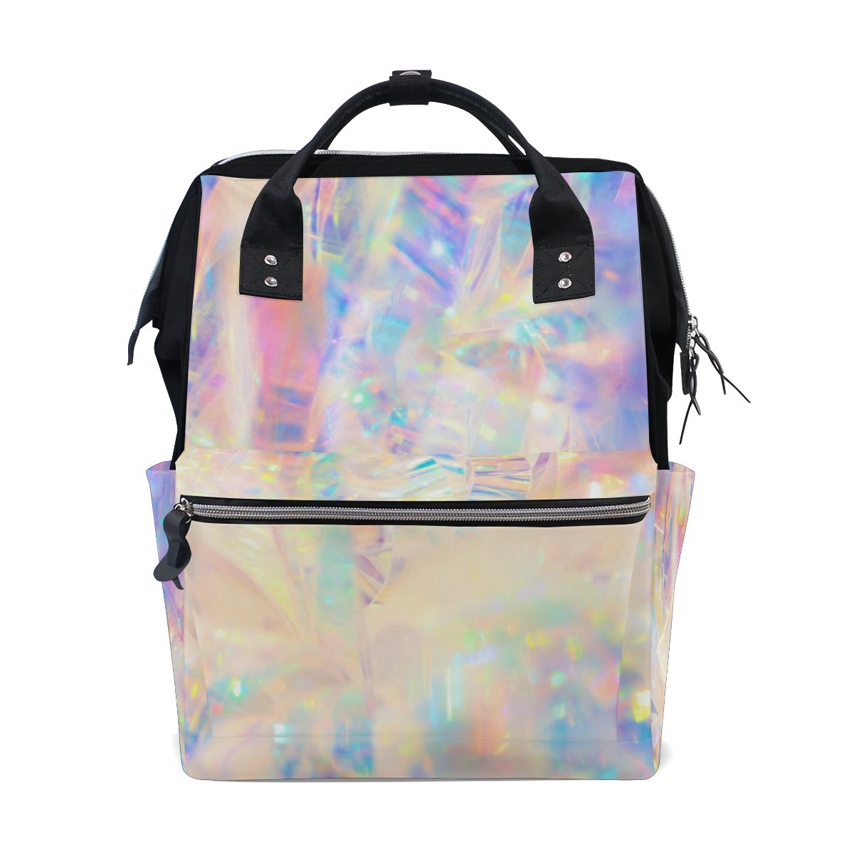 Baby Diaper Nappy Bag Travel Backpack Mommy Bag Holographic Iridescent Metallic for Mom Dad M by Top Carpenter