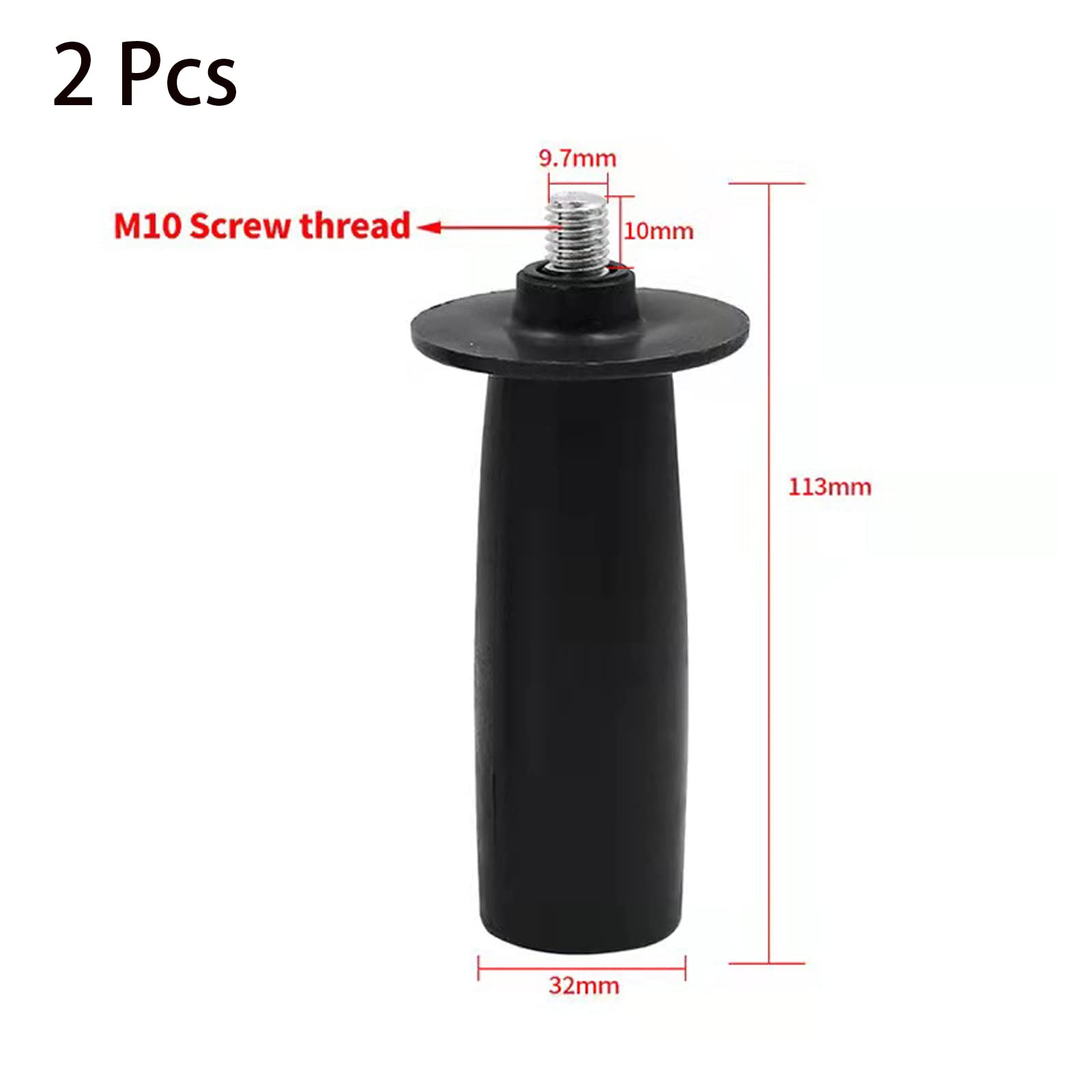 2Pcs 10mm Thread Angle Grinder Side Handle Replacement (Total Length:113mm)