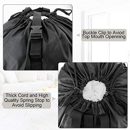 BeeGreen Laundry Bag Backpack w Adjustable Shoulder Straps College Dorm Essentials w Drawstring Closure for Travel Camp Heavy Duty Laundry Backpack Portable w Handle Xlarge Black