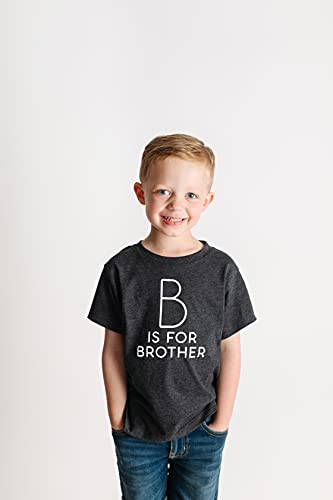 ELLA COLE COMPANY Big Brother Shirt for Toddler B is for Brother T-Shirt (Dark Grey, 2T)