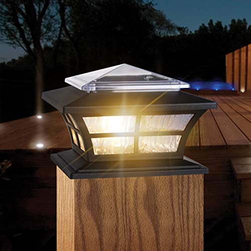 KMC LIGHTING KS4103QTX6 Post Solar Fence Lights Solar Lamp Post Lights Outdoor Solar Post Cap Lights 20 LUMENS fit for 4β Regular Fence Posts or with Included Adaptor fit for Bigger Flat Surface