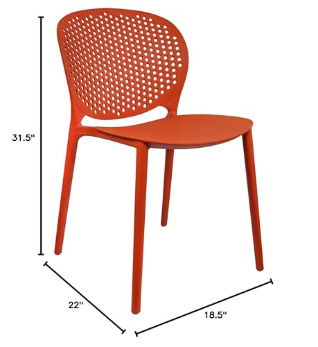 2xhome Set of 2 Modern Pool Patio Chairs, Stackable Dining Side Chairs for Indoor Outdoor Kitchen Living Room Restaurant, Orange