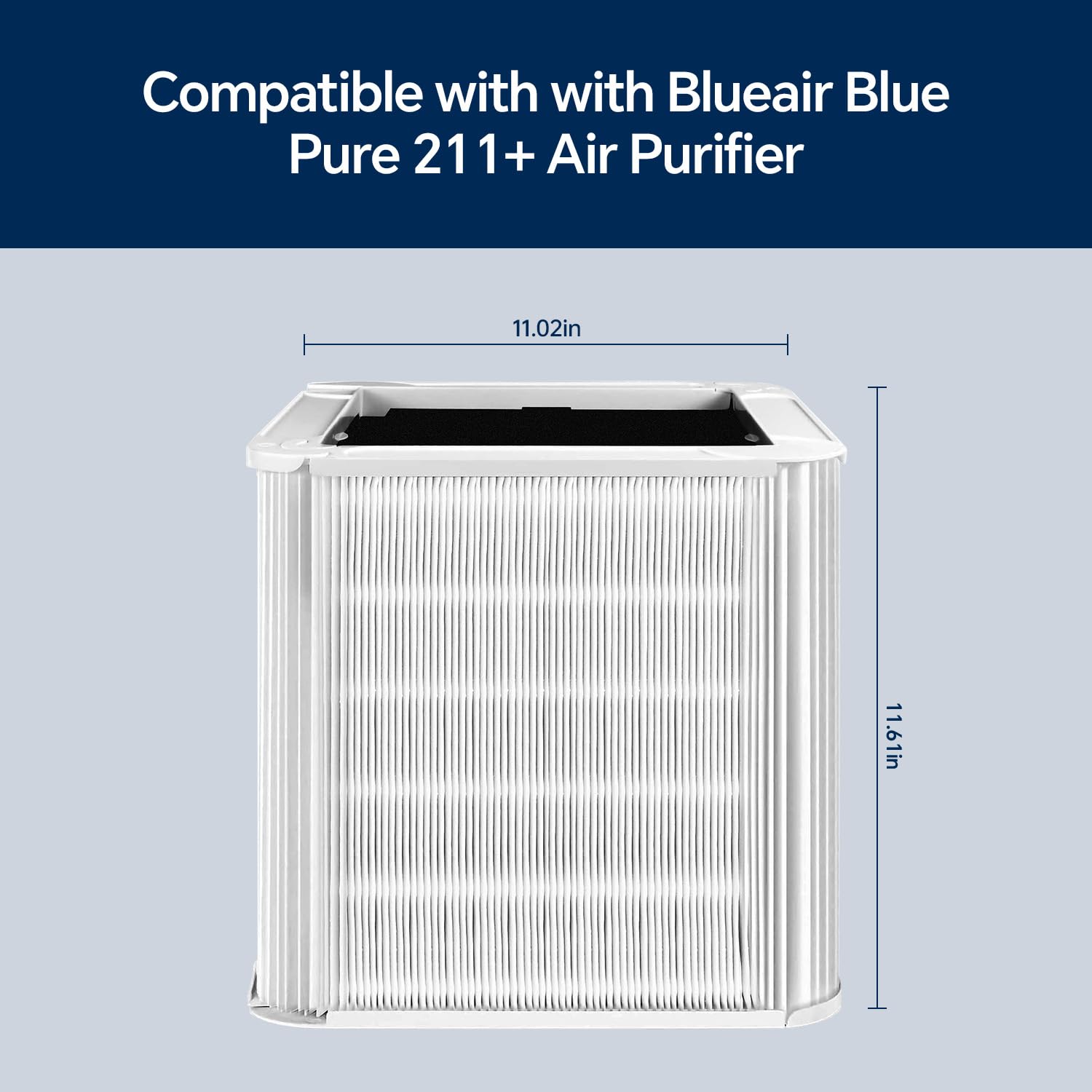 2 Pack Blue Pure 211+ True H13 Grade HEPA Replacement Filter Compatible with Blueair Blue Pure 211+ Air Purifier, Foldable Particle and Activated Carbon Replacement Filter (1 PACK)