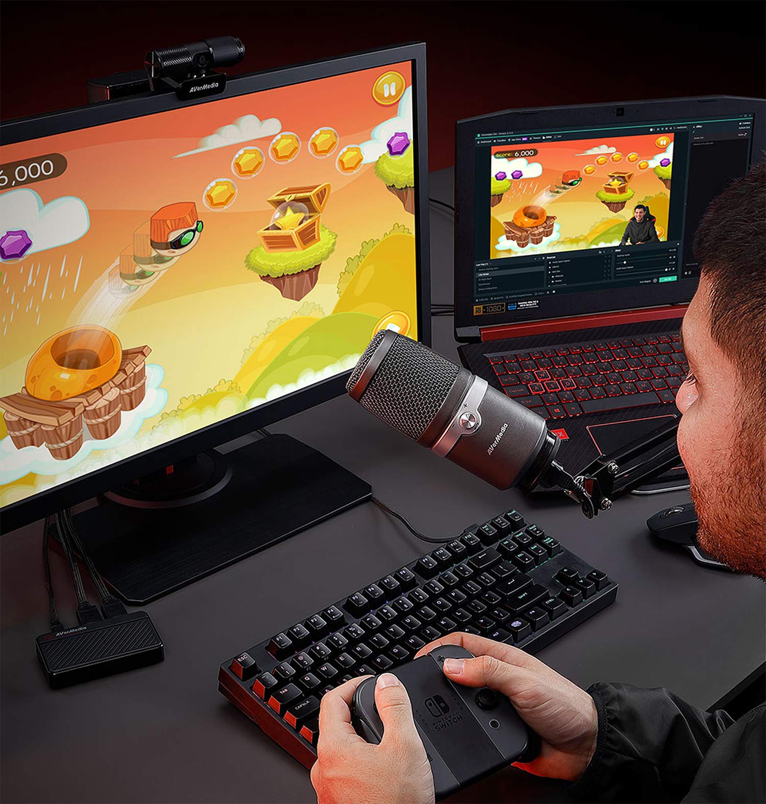 AVerMedia BO311 Live Streamer Bundle with Capture Card, 1080p Webcam and USB Microphone for Streaming, Gaming, Laptop, PC, Support for Twitch, Mixer, YouTube, and More