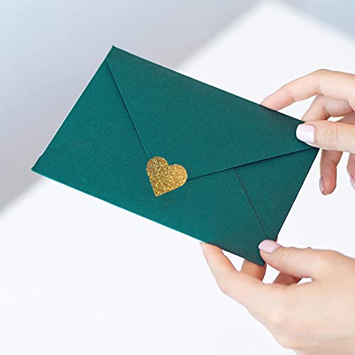 Mercei 1"(2.5cm) Gold Heart Stickers with Glitter Holographic Gravel Pattern, 500 pcs Sparkling Adhesive Heart Sticker Labels per Roll, Love Stickers for Personal and Business Use