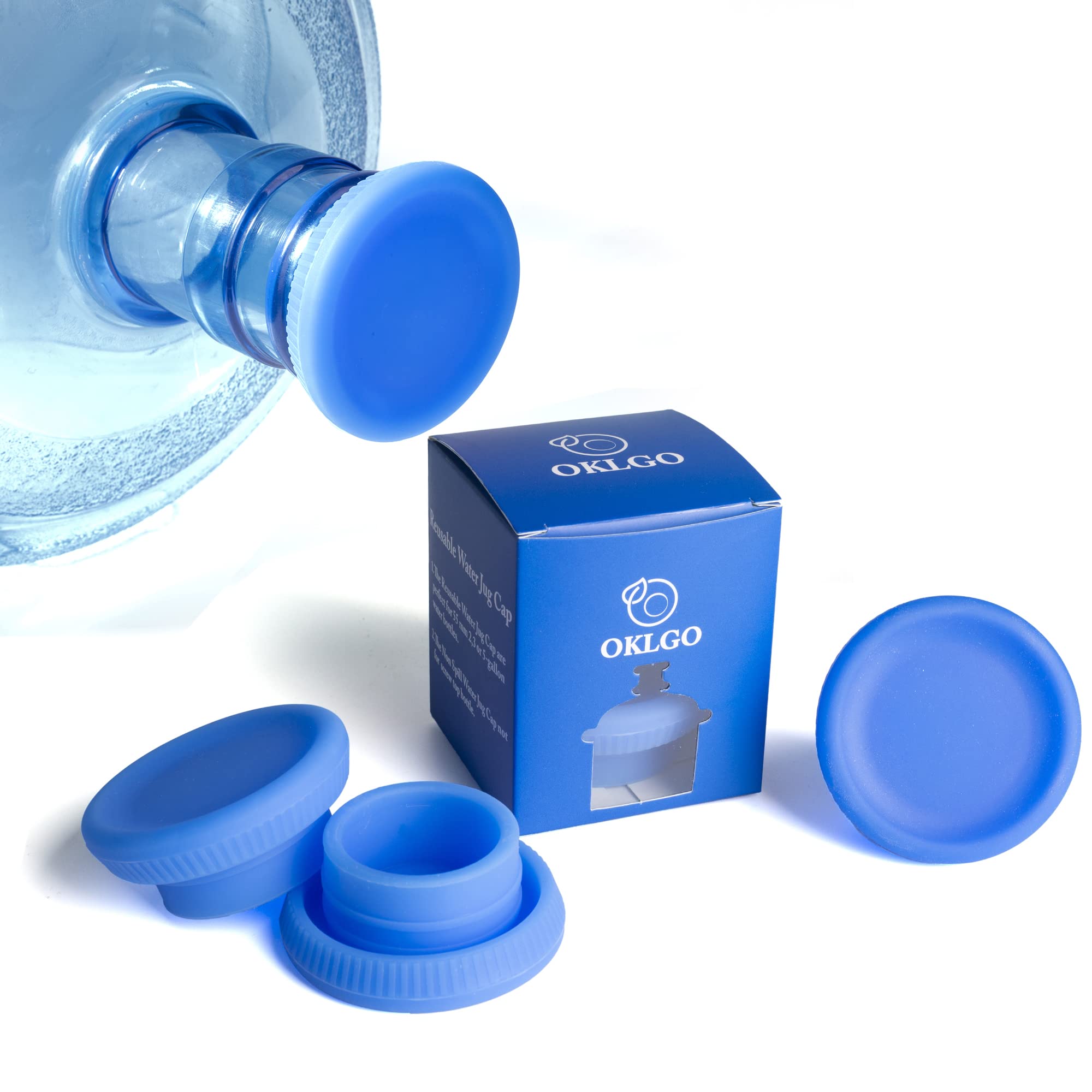 3 & 5 Gallon Water Jug Caps Reusable - Non-Spill 55mm Water Bottle Caps,Silicone Replacement Cap Lids Anti Splash 3 Pack,Leak Free