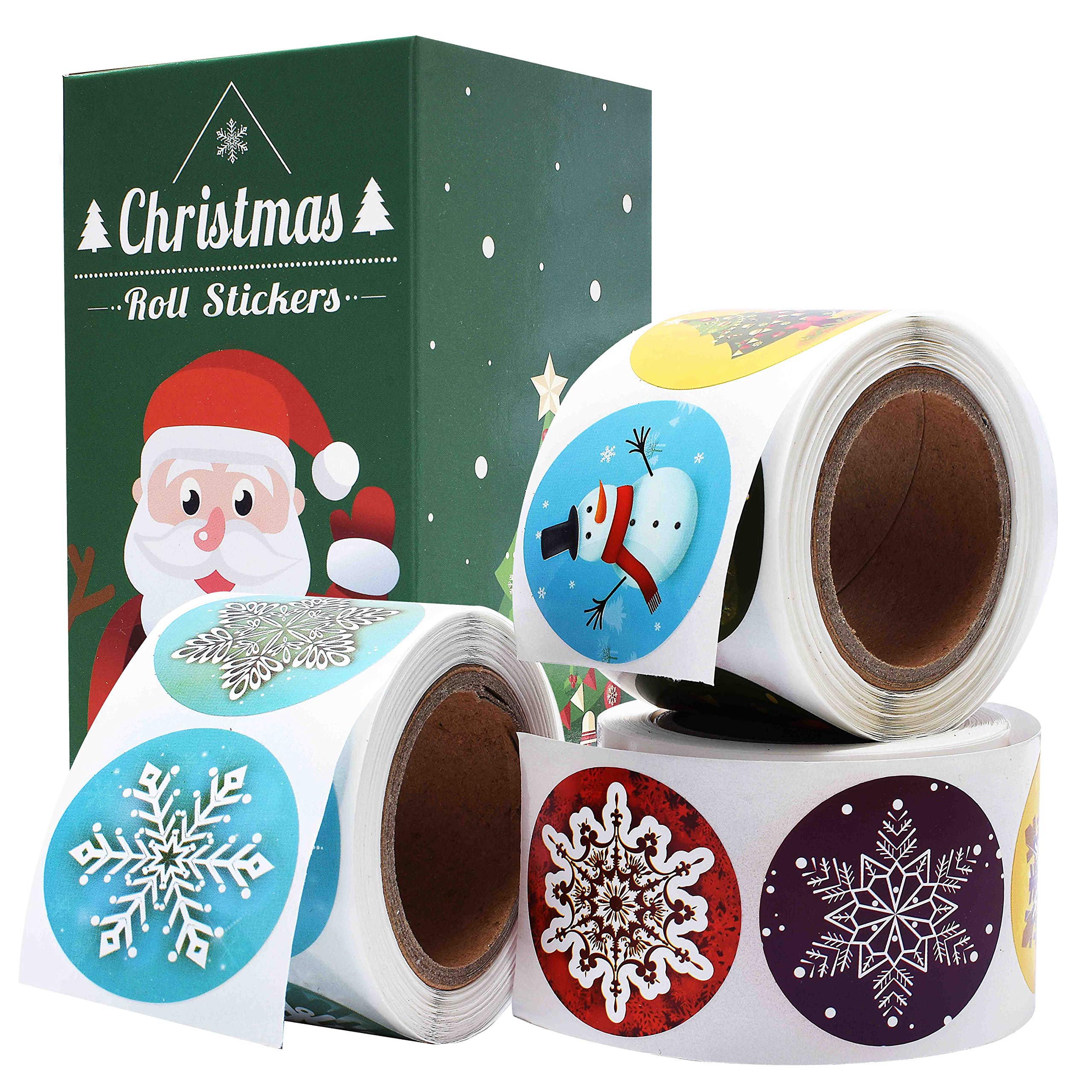 3PCS Christmas Stickers for Kids Snowman Stickers Christmas Stickers Christmas Circle Stickers Snowman Labels1.5 Round - 21 Designs,Winter Stickers for Christmas Wrapping