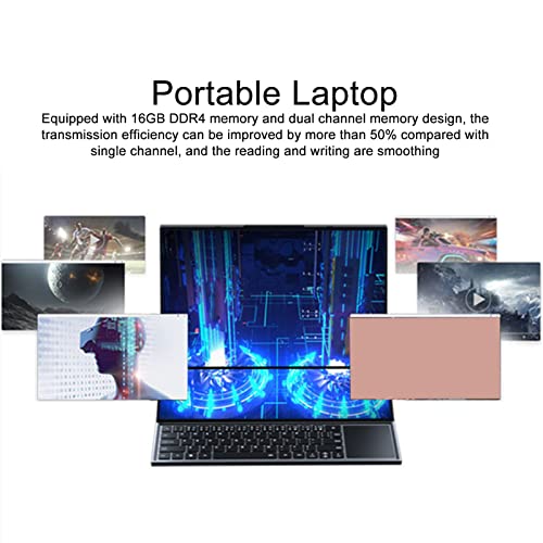 16in Laptop, Full HD Display 14 inch Touch Sub Screen Computer Laptop with i7 Processor, 8GB RAM 256GB SSD Storage, Full Size Numeric Keyboard with Touchpad, Bluetooth5.0 PC Laptop