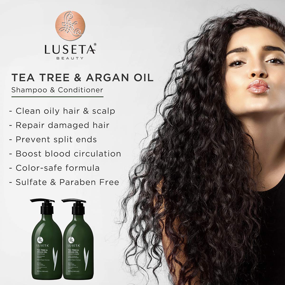 Luseta Tea Tree Shampoo and Conditioner with Tea Tree Oil Body Wash 16.9 Fl Oz