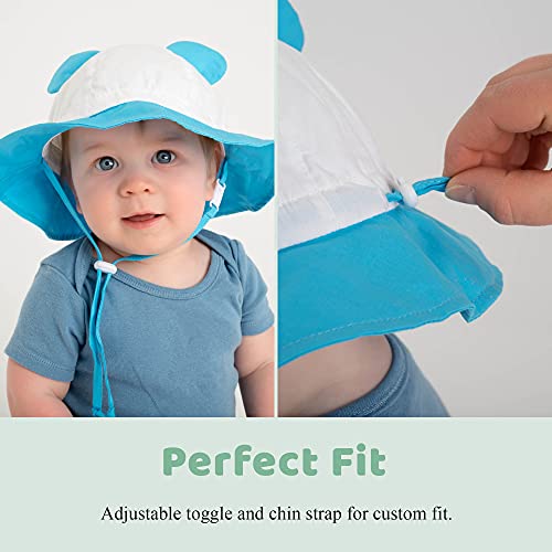 Baby Sun Hat | UPF 50+ Sun Protection All-Day Adjustable Infant 100% Cotton Bucket Hat for Head, Neck & Eyes Strawberry