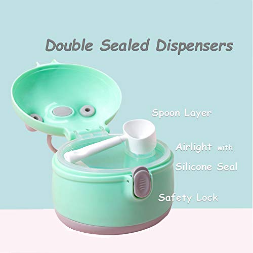Baby Formula Dispenser, Portable Milk Powder Dispenser Snack Storage Container for Travel Bedroom Outdoor … (Green)