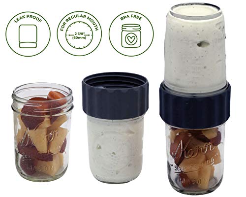 2-in-1 Lid for Connecting Two Regular Mouth Jars by Mason Jar Lifestyle (2 Pack)