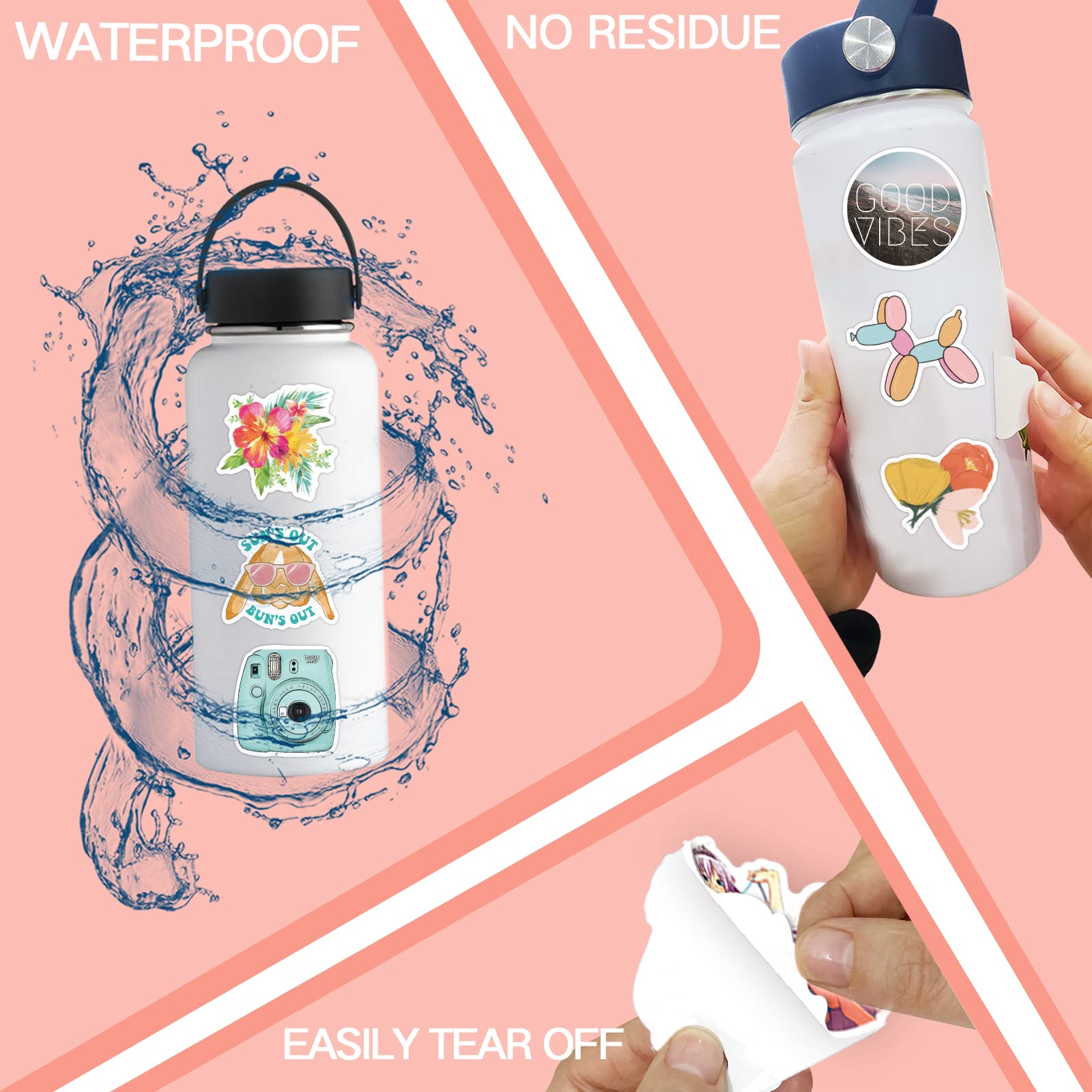 Aesthetic Stickers 200PCS VSCO Stickers Aesthetic, Vinyl Cute Stickers Asthetic Stickers for Journaling,Water Bottle Sticker Pack for Teens Girls Kids