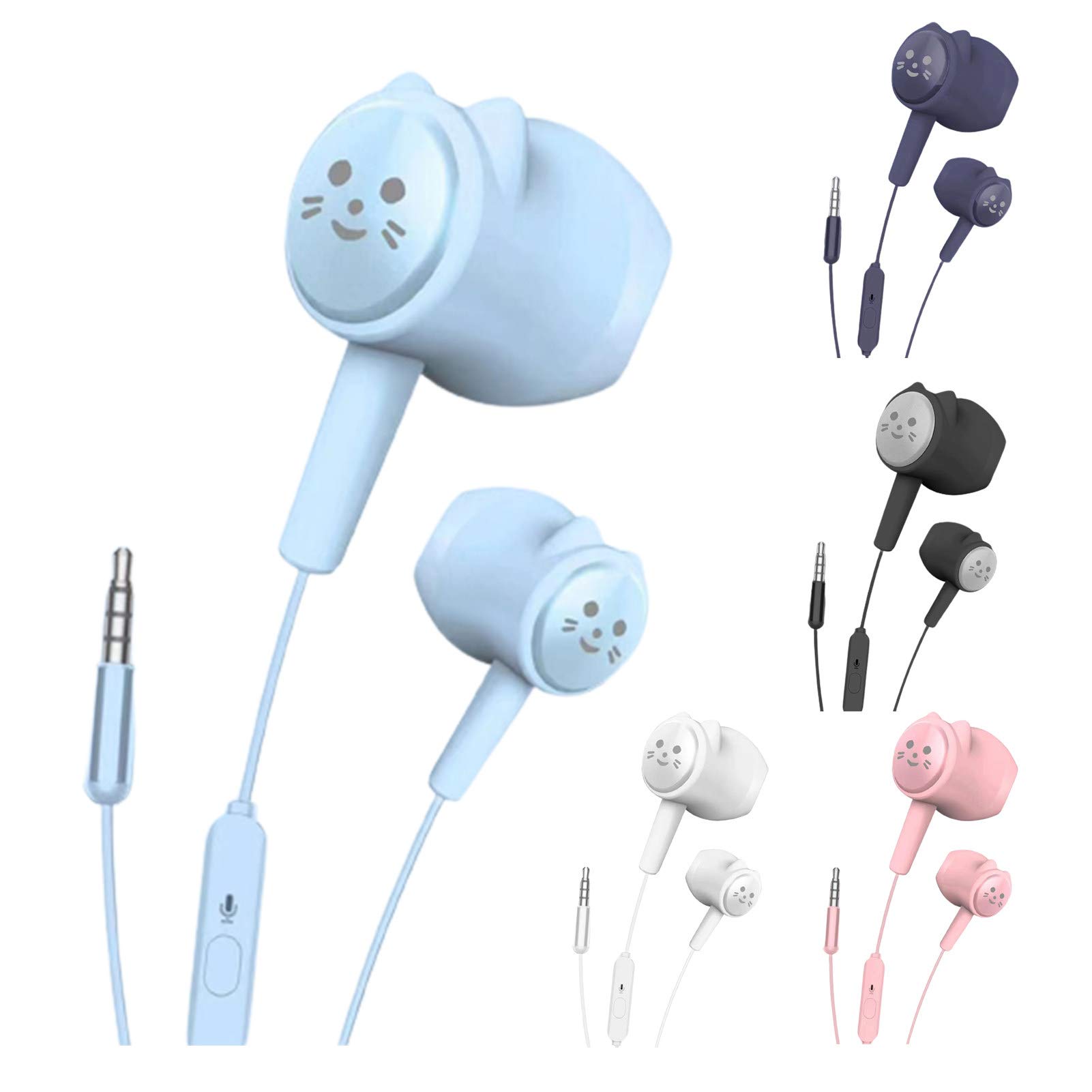 Gaweb Earphones, Sports Headphone Cute Cats Shape Durable Plastic Wired Games Headset for Outdoor - Blue, (2533725-Gaweb-1)