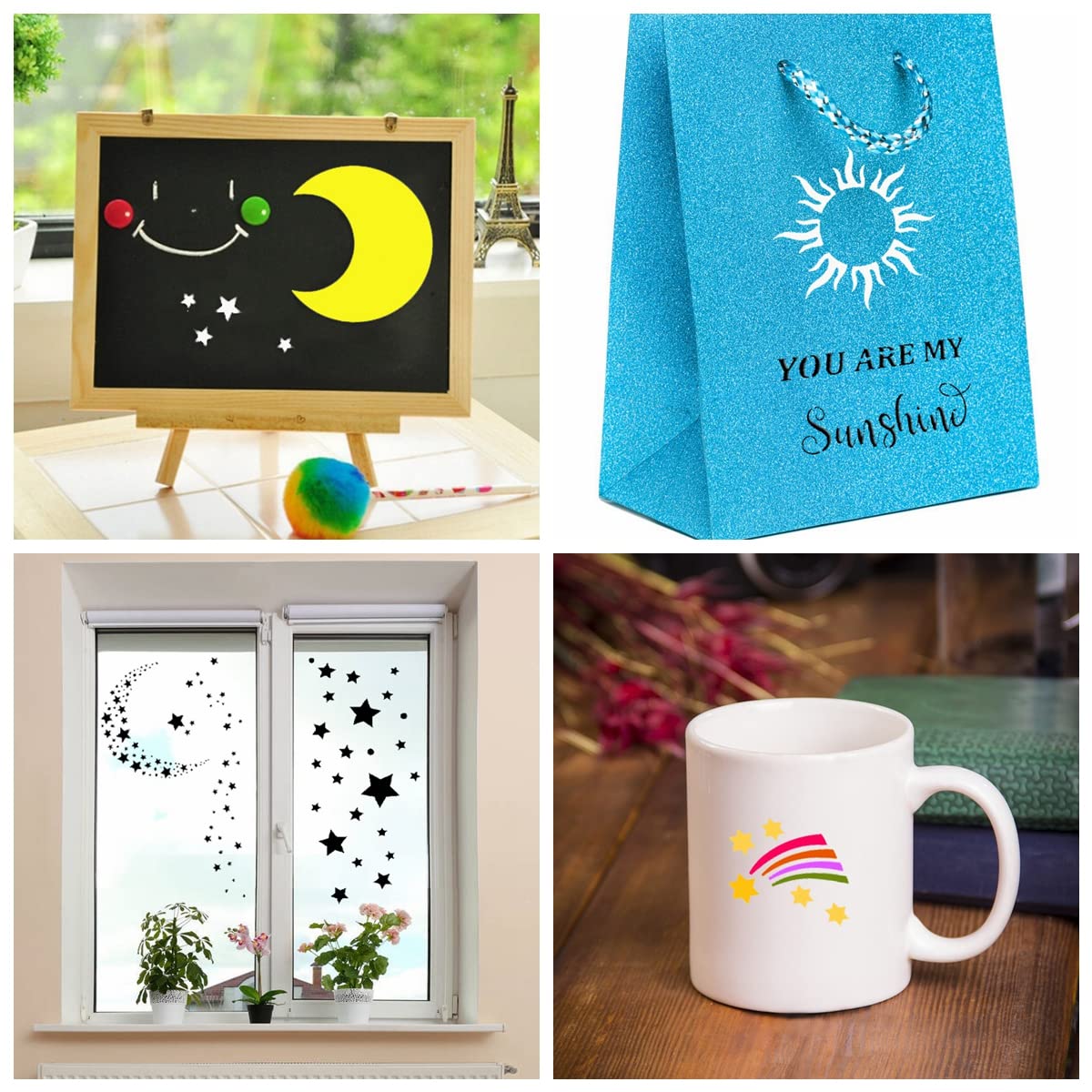 12 Pieces Moon Star Cloud Stencils for Painting Reusable Drawing Painting Stencils Sun Clouds Template for Home Decoration on Wood Wall Crafts Projects