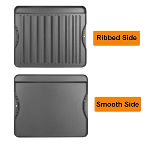 2-in-1 Reversible 14β x 16β Pre-Seasoned Cast Iron Cooking Griddle for Gas Stove/Charcoal/Electric/Propane/Gas Grill, Flat Griddle Top Plate for Camping Tailgating