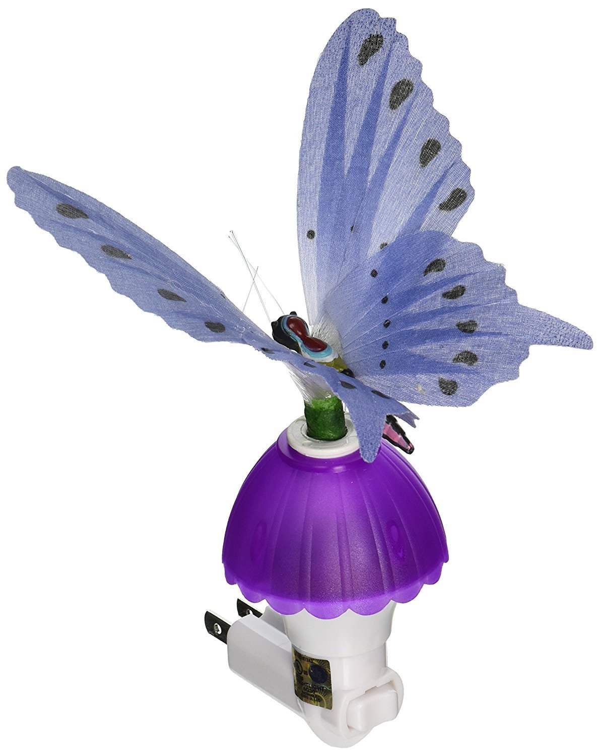 AMZSTAR Kids Night Light,Fiber Optic Butterfly Plug LED Color Change Night Light Decor Lamp Gift Toy (Purple)