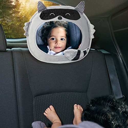 Diono Easy View Racoon Character Baby Car Mirror, Safety Car Seat Mirror for Rear Facing Infant, Fully Adjustable, Wide Crystal Clear View, Shatterproof, Crash Tested