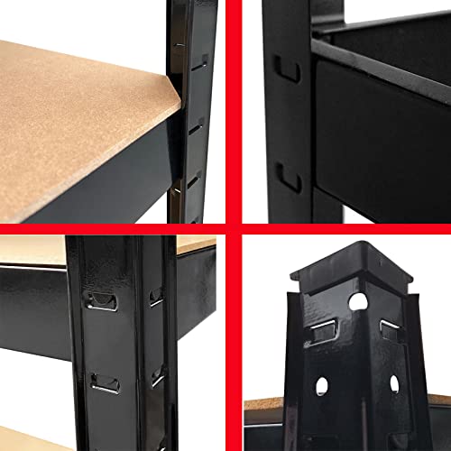 5-Tier Heavy Duty Metal Shelving, 77" x 39" x 20" Racking Storage Unit with Adjustable Shelves, 385LB Capacity Per Shelf, Garage Storage Shelving Units, Boltless Shelving Unit for Free Combination