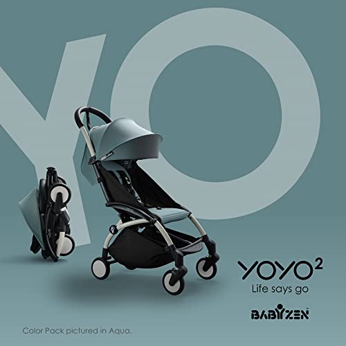 BABYZEN YOYO2 Stroller - Lightweight & Compact - Includes White Frame, Peppermint Seat Cushion + Matching Canopy - Suitable for Children Up to 48.5 Lbs
