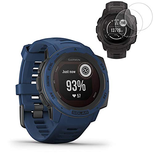Garmin Instinct Solar GPS Smartwatch - Tidal Blue(010-02293-11) w/ 2X Screen Protectors