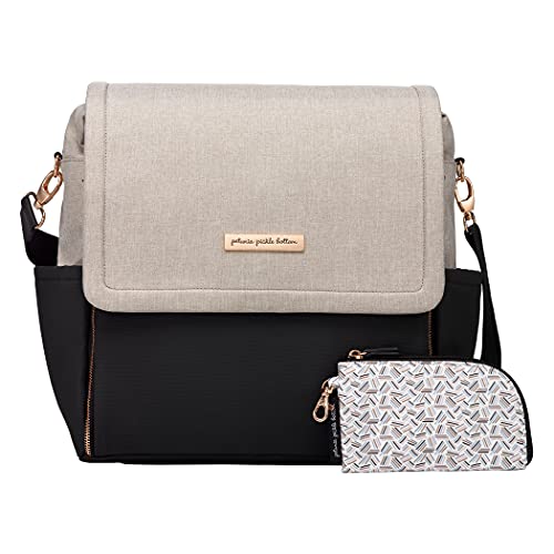 Petunia Pickle Bottom Boxy Backpack, Diaper Bag, Stylish Baby Bag, Spacious Backpack, On-The-Go Moms, Sand/Black
