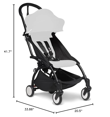 Babyzen YOYO2 Stroller Frame, Black - Includes 5-Point Harness, Multi-Position Reclining Backrest, Canopy Extensions, Padded Shoulder Strap & Protective Storage Bag