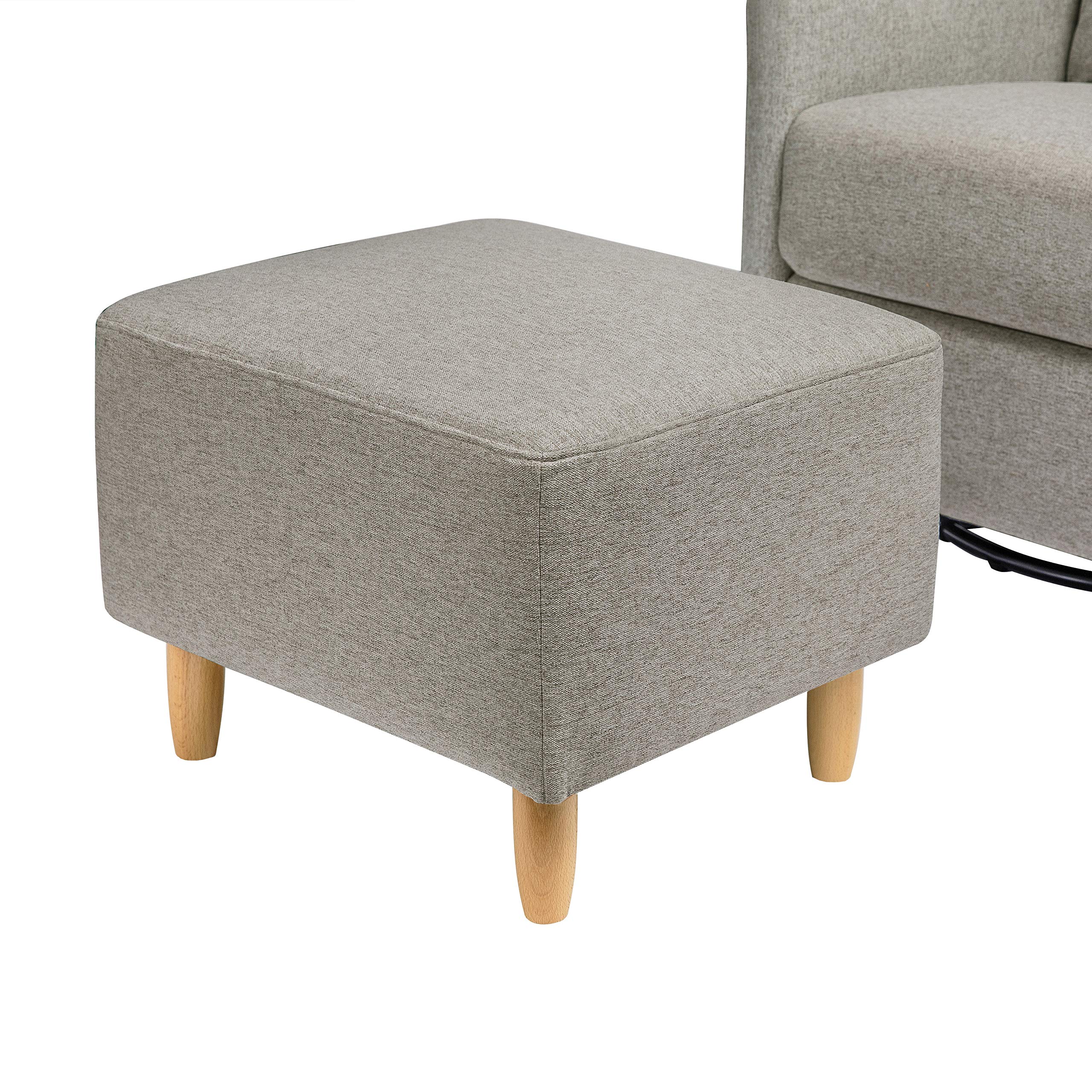 Babyletto Toco Upholstered Swivel Glider and Stationary Ottoman in Performance Grey Eco-Weave, Water Repellent & Stain Resistant, Fabric, Greenguard Gold Certified