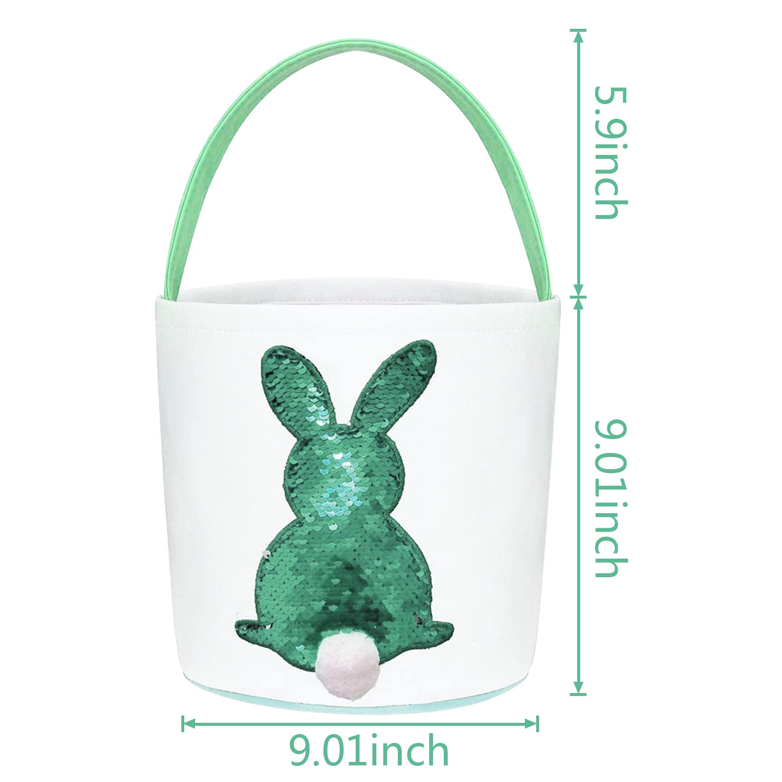2 Pack Easter Basket for Kids, Easter Bunny Basket for Boys Girls for Easter Hunt, Canvas Easter Basket with Handles Easter Gifts Bags Easter Party Favors for Easter Eggs (Purple and Green)
