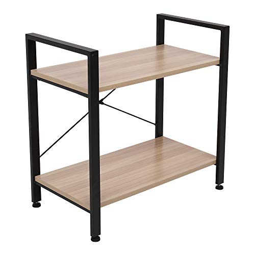 2-Tier Gray Bookshelf, Bookcase, Industrial Wood Storage Rack Open Shelves, Modern Standing Bookshelves Display Rack for Bedroom Living Room, Bookcase Shelf Storage Organizer 60 x 33 x 58.5cm