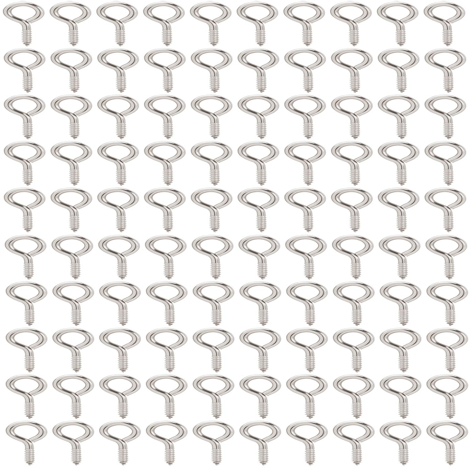 Axe Sickle Silver 1 inch Screw Eyes Metal Eye Hooks Small Eyelet Screws, 100 Pcs