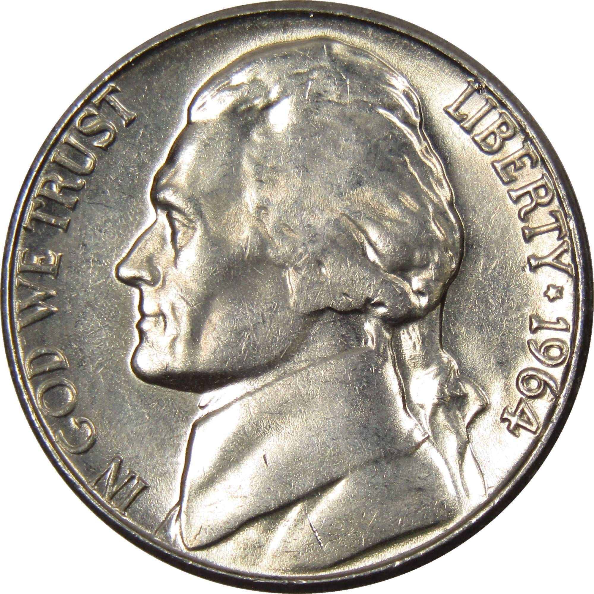 1964 D Jefferson Nickel 5 Cent Piece BU Uncirculated Mint State 5c US Coin